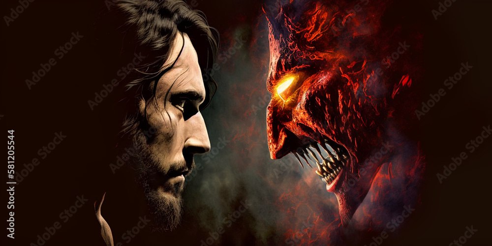Jesus Christ face to face with lucifer the devil created with ...