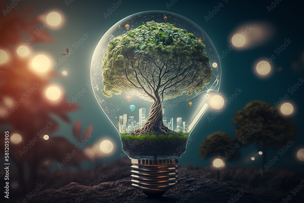 Earth filled with green forest, plants, trees and leaves. Concept of ...