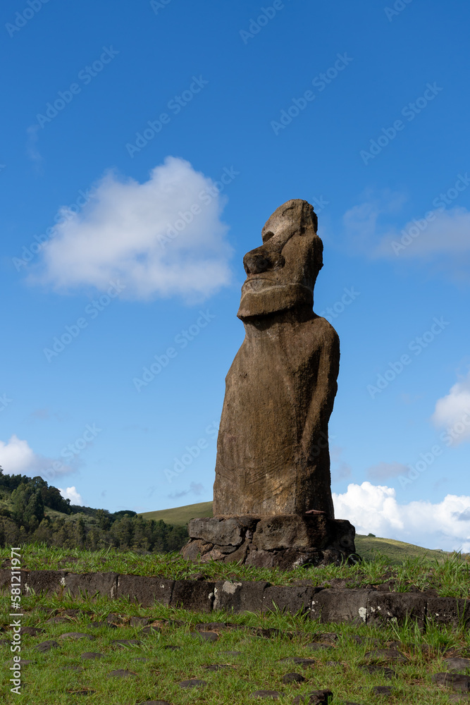 Side view of Moai on the Ahu Huri A Urenga on Easter Island (Rapa Nui ...