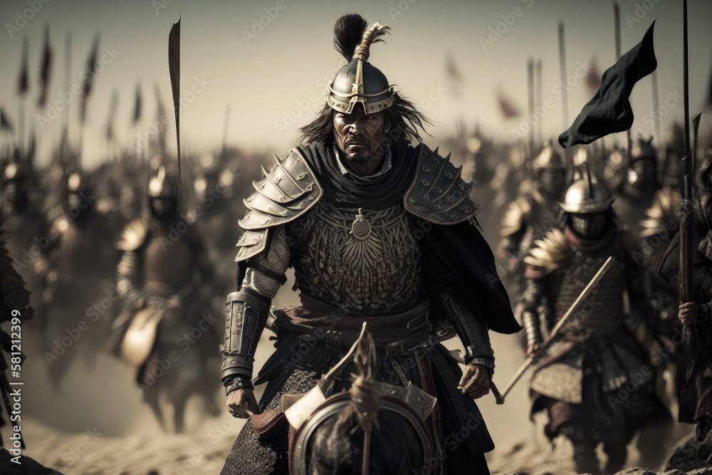 Epic samurai battle.Highly Detailed Illustration of Armored Samurais ...