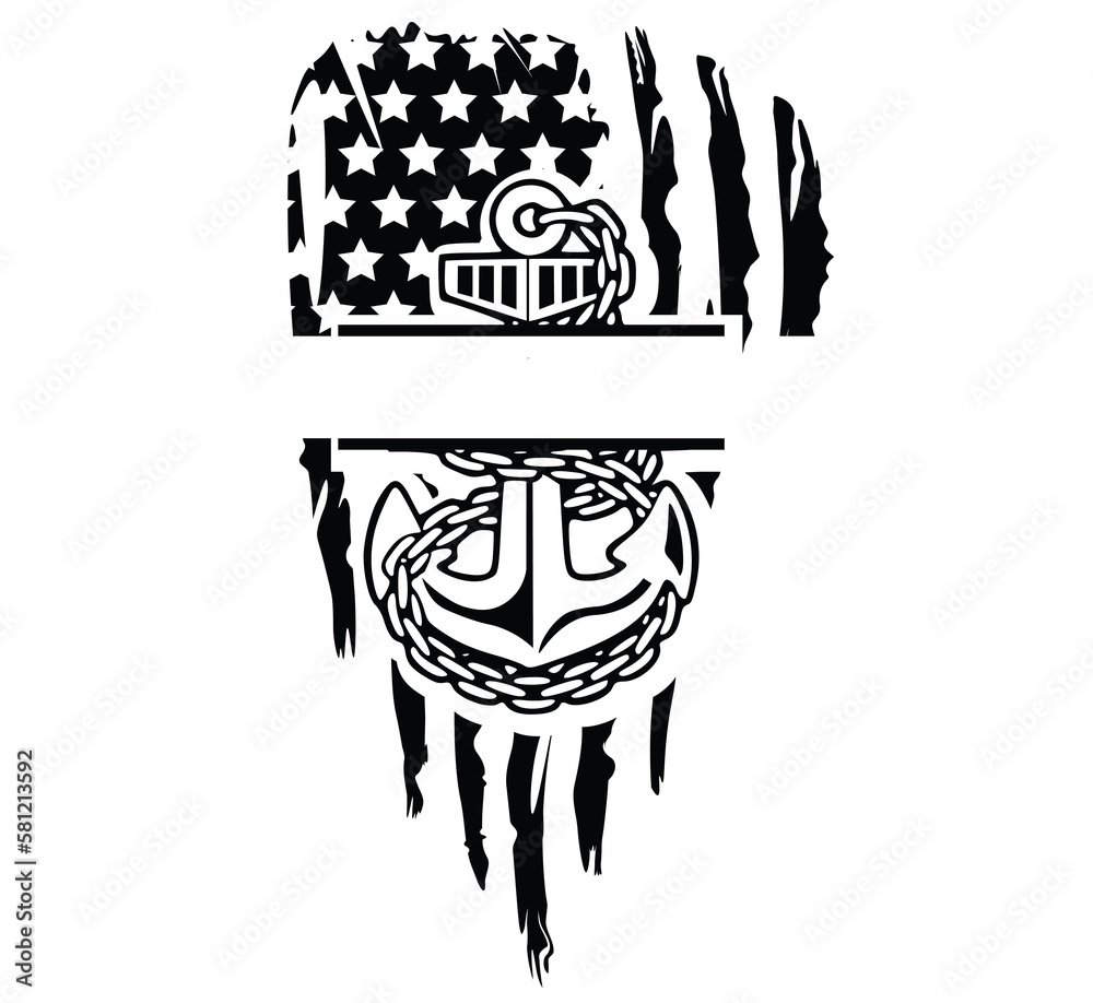 Anchor Marine Split Monogram Frame SVG Vector Silhouette Cameo Cricut ...