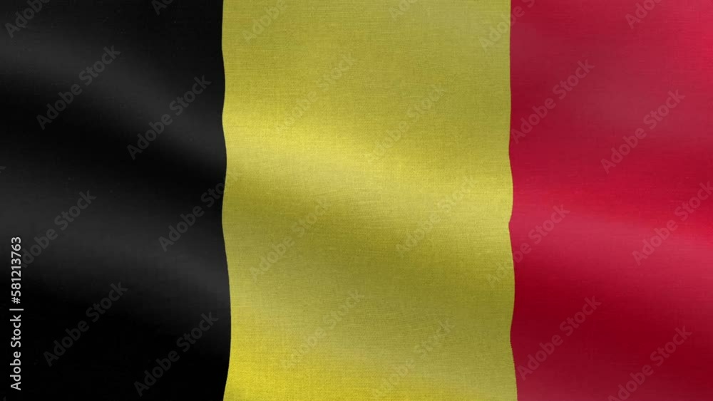 National Flag of Belgium, Seamless loop Belgium flag animation. A ...