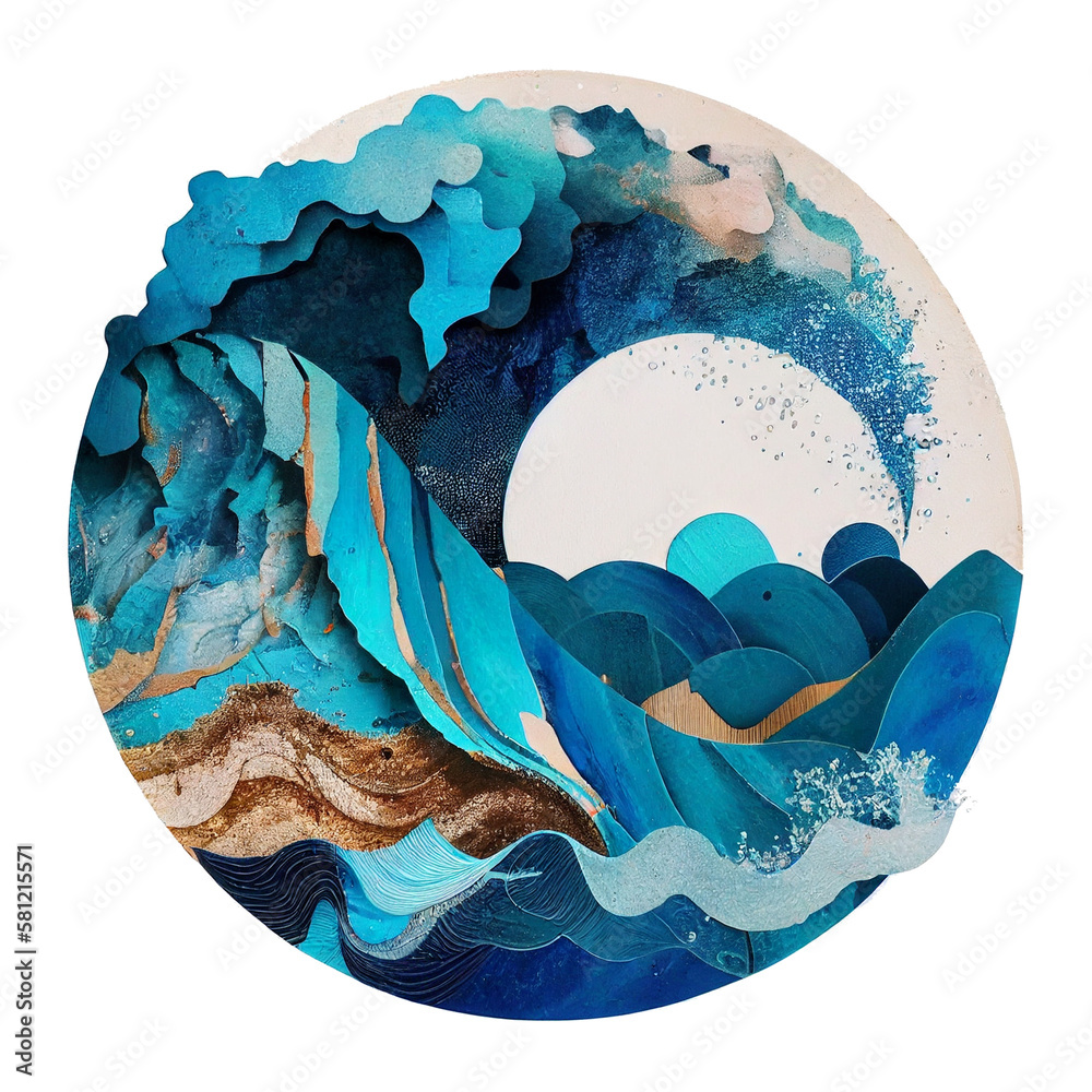 The Elements: Water Elemental mixed media style circle symbol H20 ...