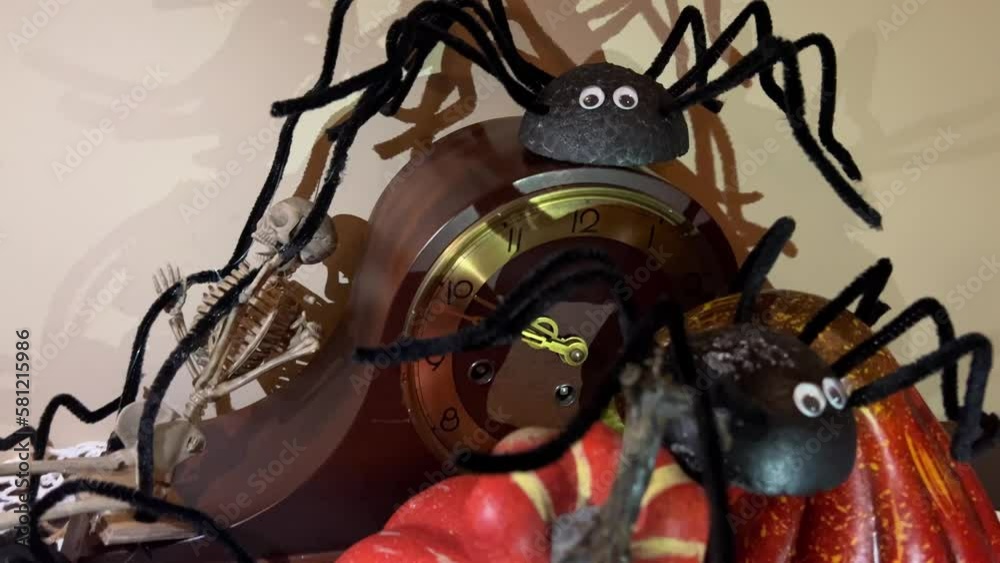 Beginning for a horror movie Halloween background Spider pony pumpkin ...