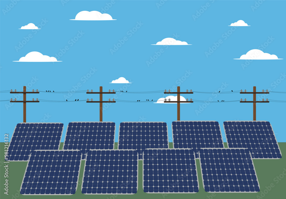 a solar panels power plant for the energy of the sun stands in the ...