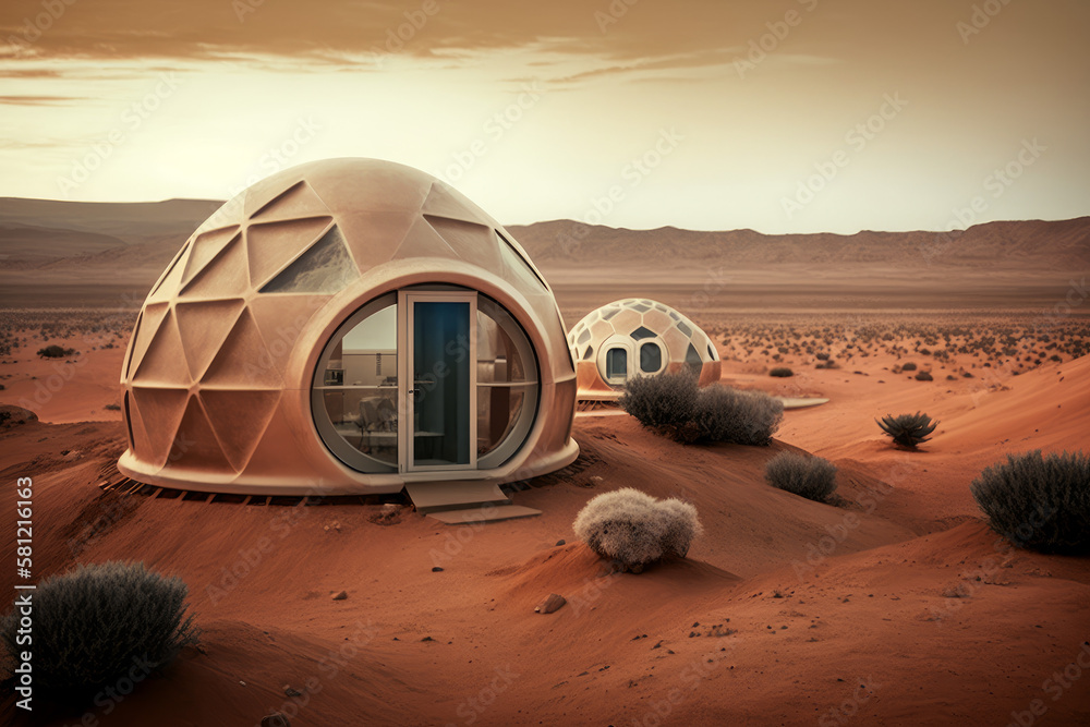 Mars Colonization Concept Art of 3D Printed Igloo Homes Amidst Barren ...