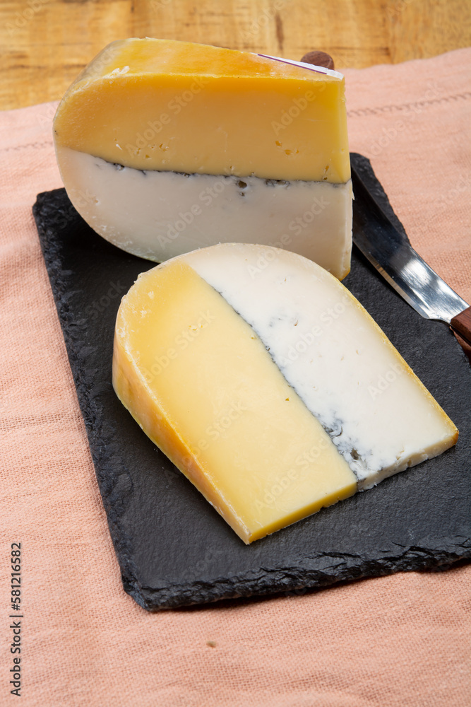 Colorful Double Dutch cheese, hard cheese made from cow milk and goat ...