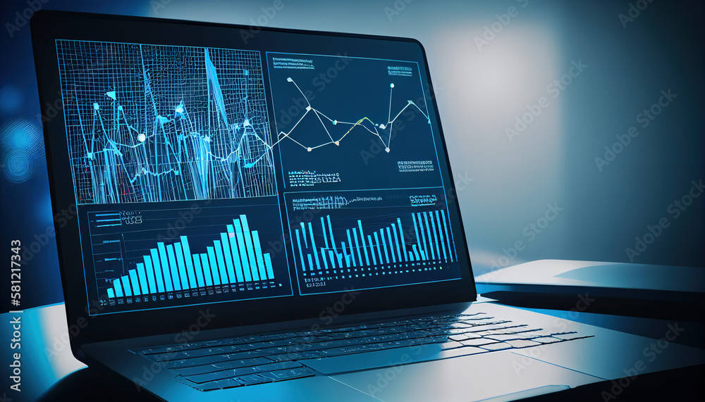 Digital image of background with charts and graphs, blending with ...