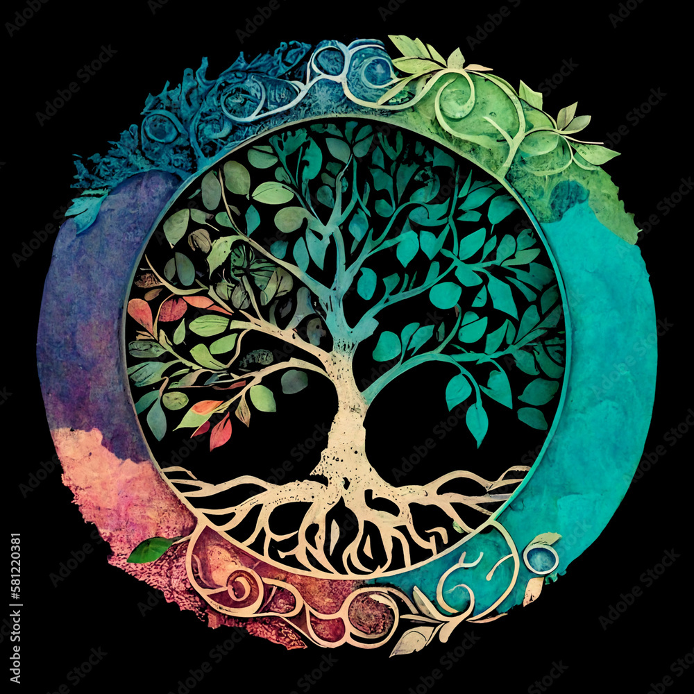 Tree of life, rainbow illustration symbol nature round circle icon ...