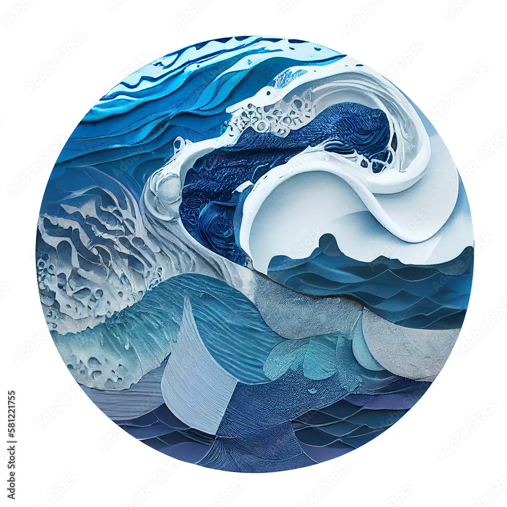 The Elements: Water Elemental mixed media style circle symbol H20 ...