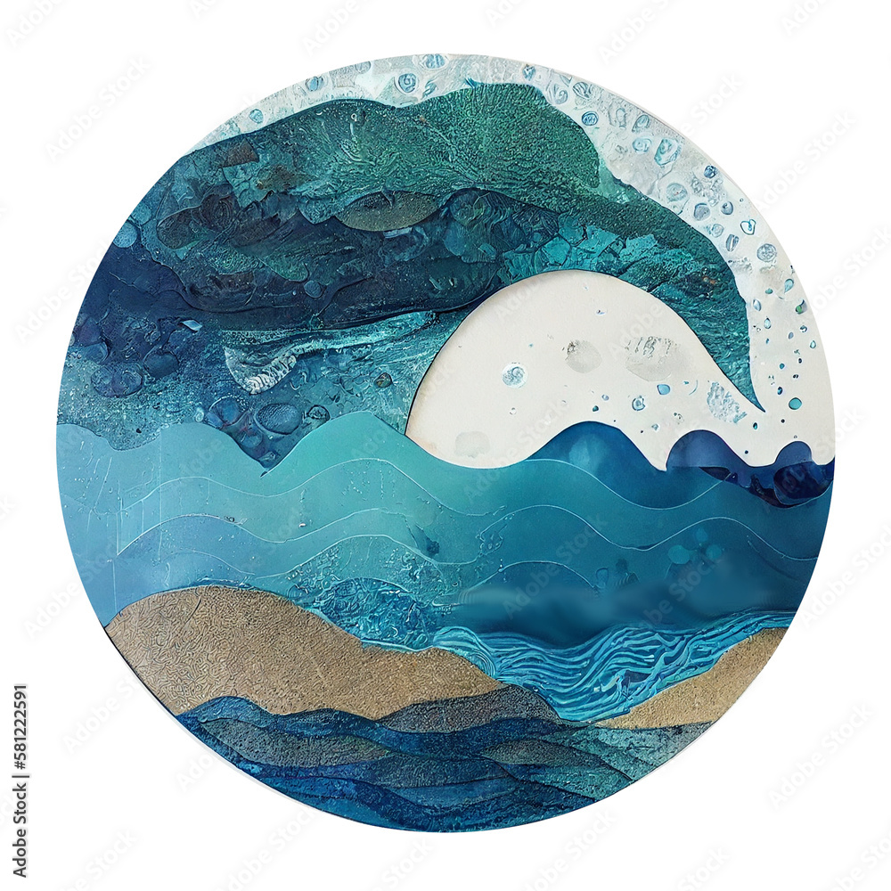 The Elements: Water Elemental mixed media style circle symbol H20 ...