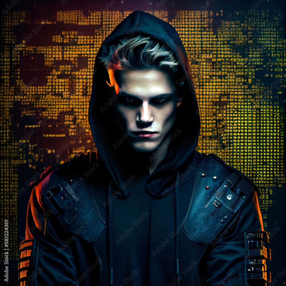 Portrt Of A Sci Fi Cyberpunk Hacker High Tech Futuristic Man From The