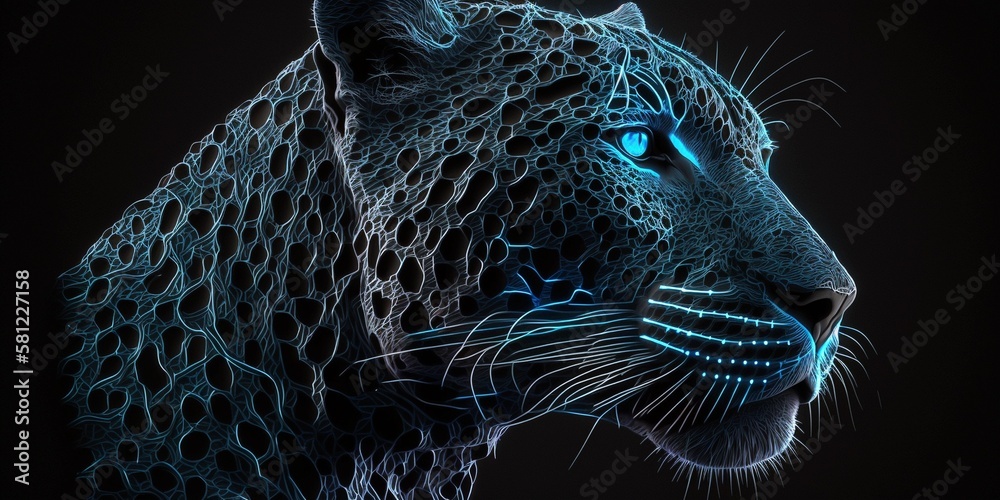 Black panther, leopard, futuristic wallpaper, neon blue, future, blue ...