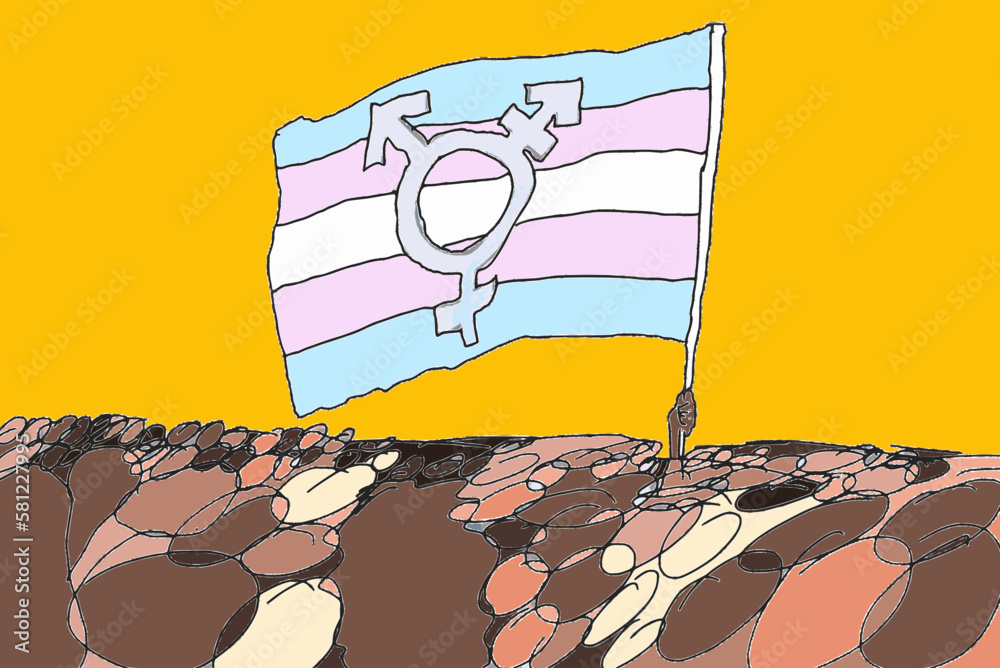 Lots of people different races on a pride holding trans gender trans ...