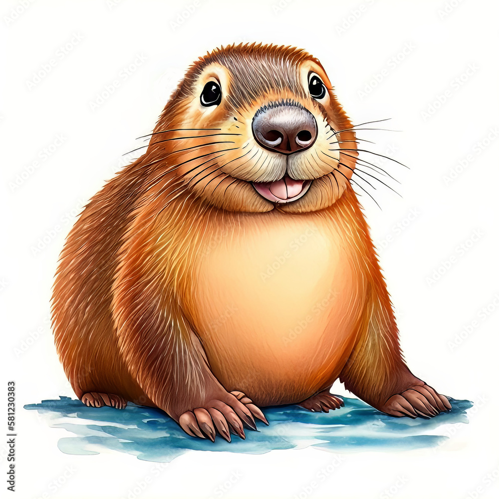 Watercolor Children Book Illustrations, Cute beaver full body standing ...