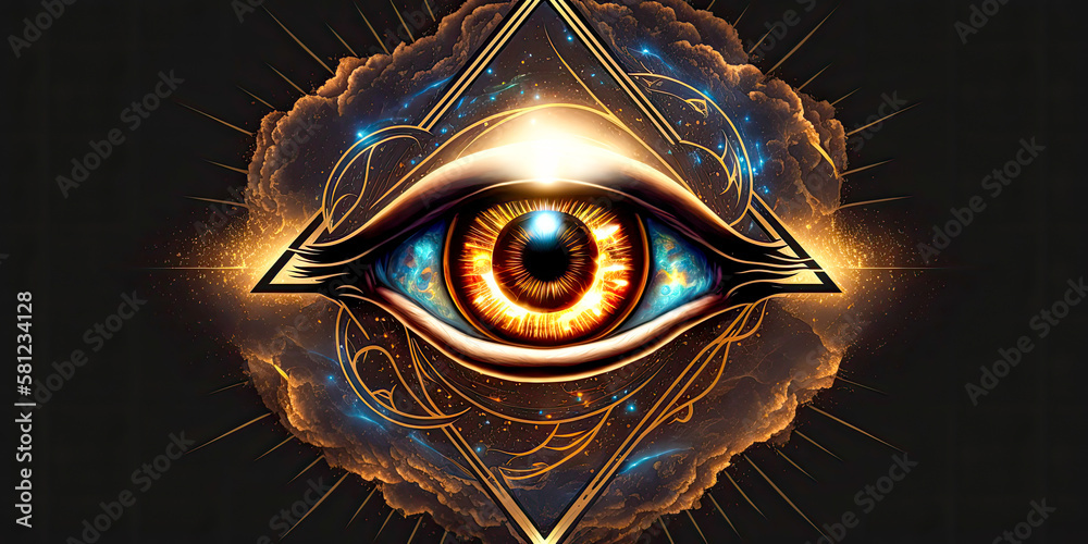 Galactic all-seeing eye logo in 8k super detail - Generative AI Stock ...