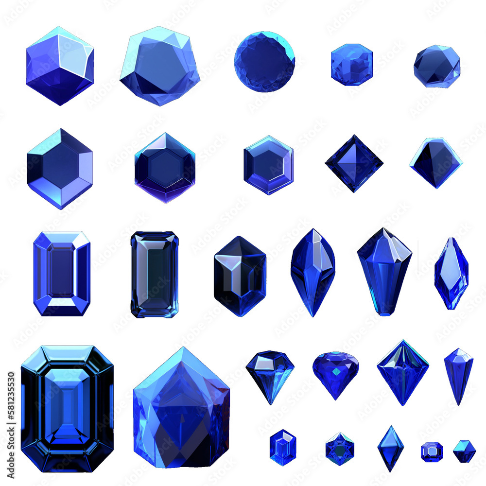 2d game asset pack. gemstones sapphires. transparent background ...
