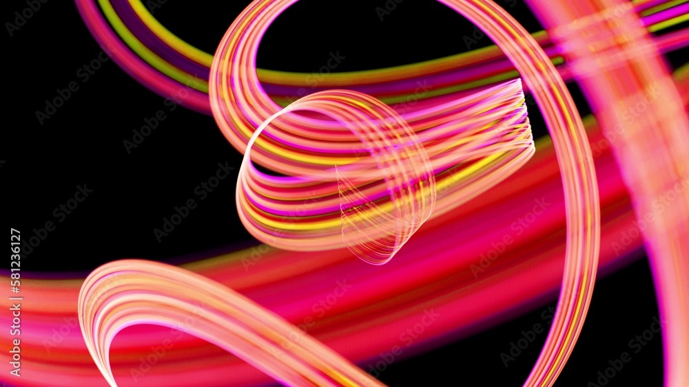 3d render. Light flow bg. Abstract background with light trails, stream ...