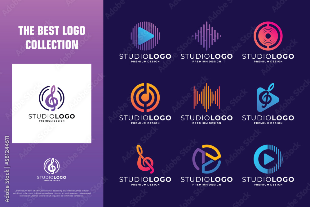 collection of modern musical logo design inspiration Stock Vector ...