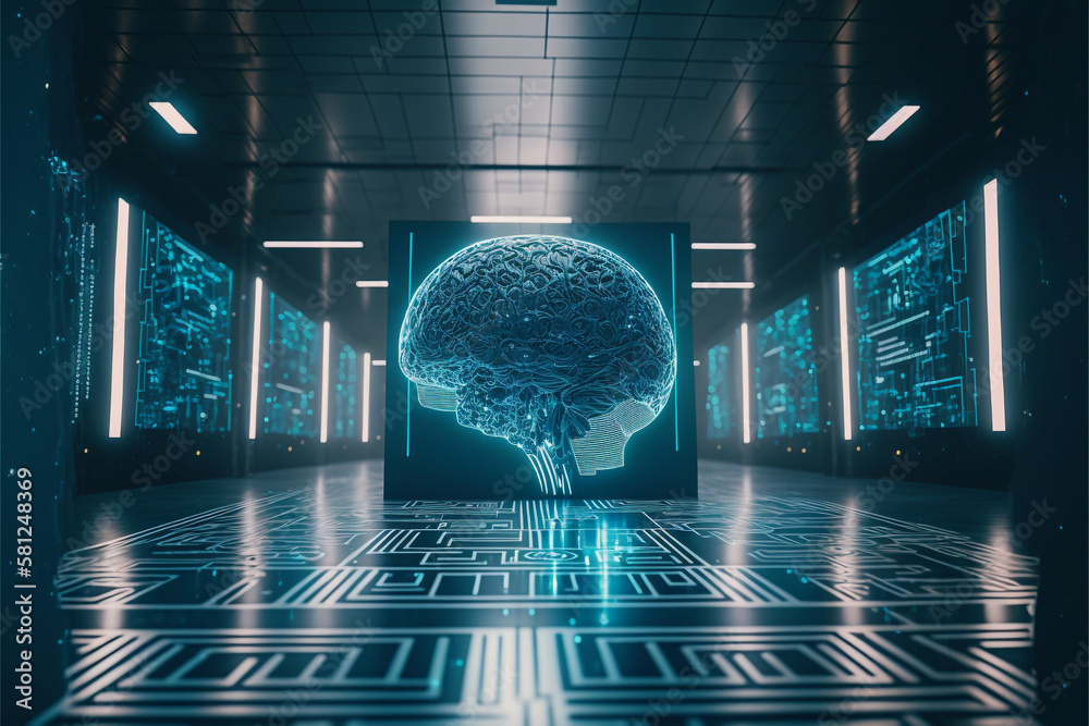 Artificial intelligence new technology. Science futuristic Abstract human brain. AI technology ...