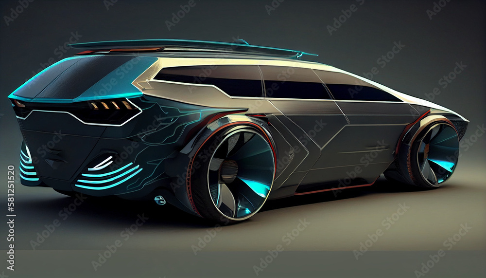 futuristic station wagon concept car, Generative AI Stock Illustration ...
