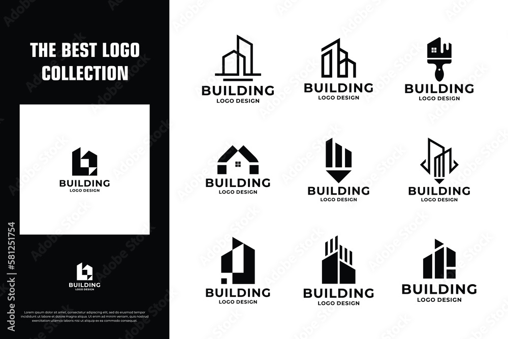 Collection of building construction logo design inspiration. Stock ...