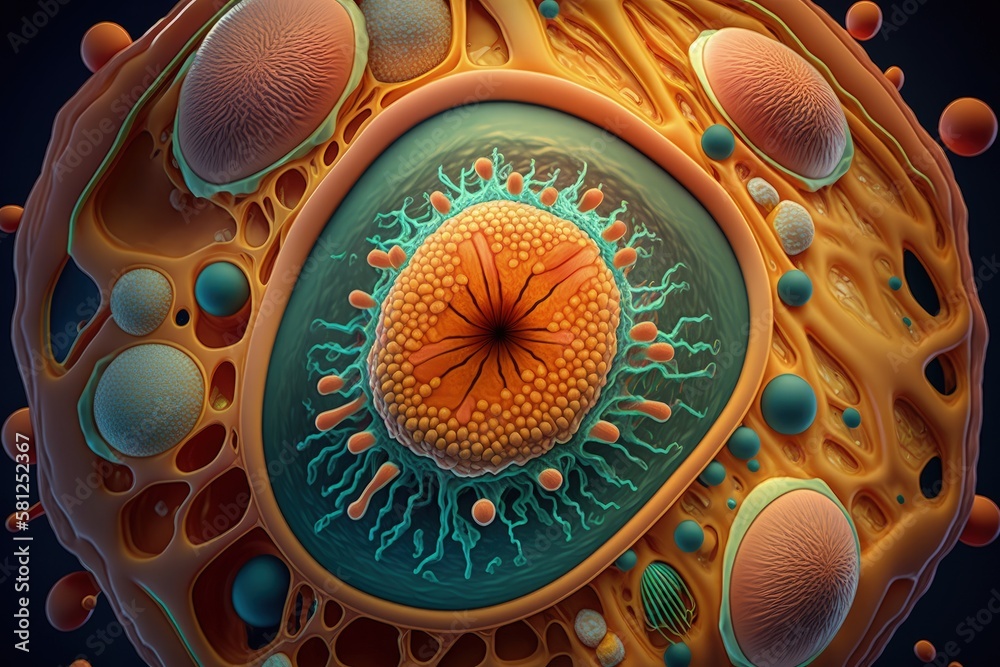 Animal cell seen from the inside, Animal cell close up, Generative AI ...