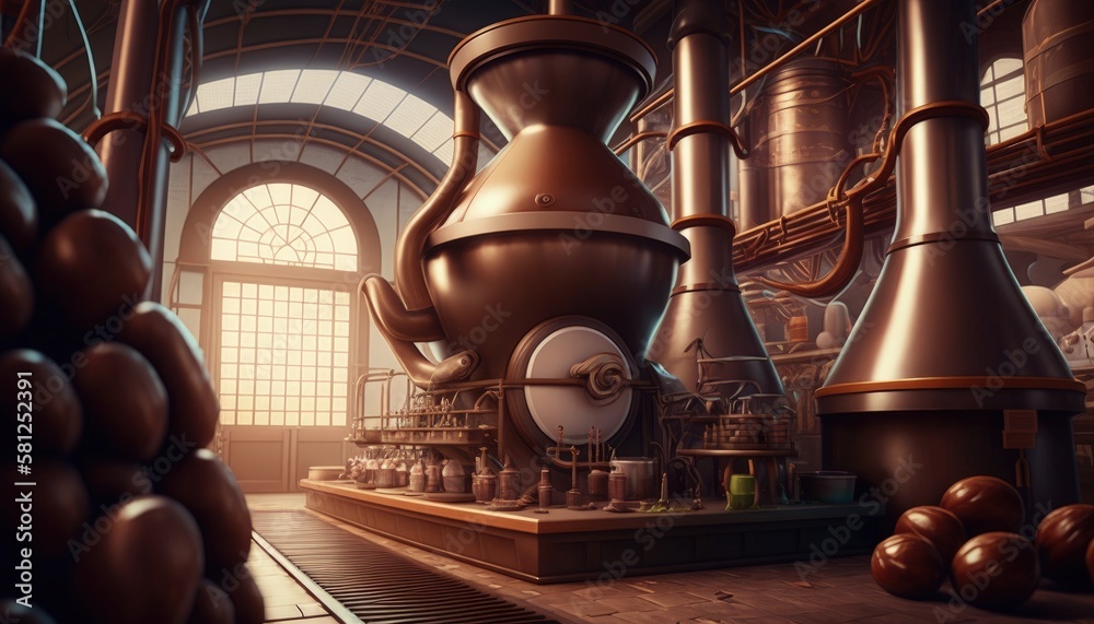Chocolate factory interior in fantasy dimension, Generative AI Stock ...