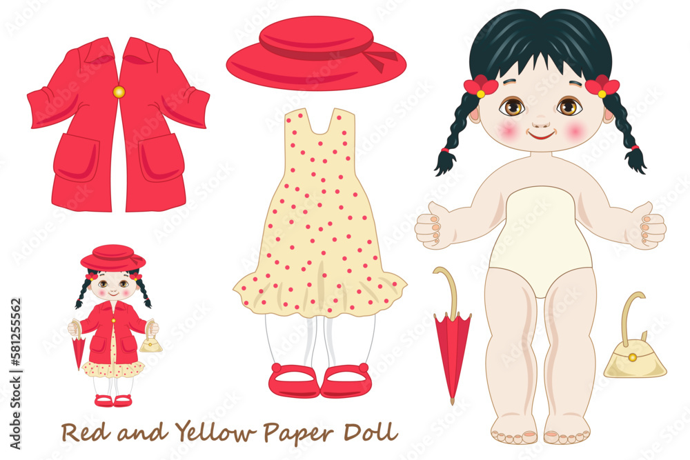 Paper doll with clothes to cut out or collect Stock Vector | Adobe Stock