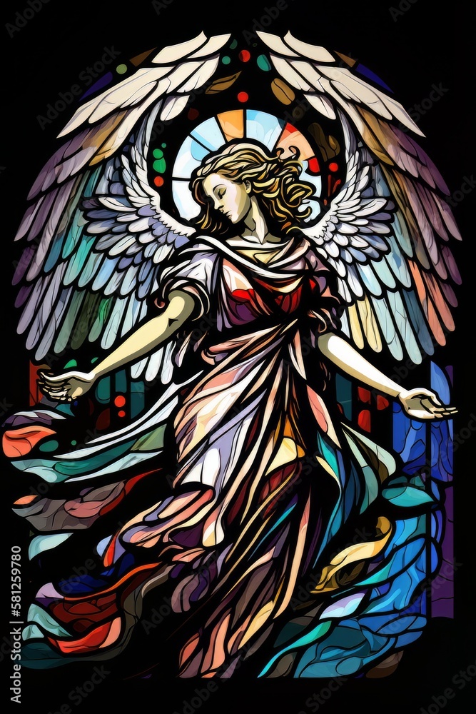 Beautiful Digital Illustration of an Abstract Stained Glass Window ...