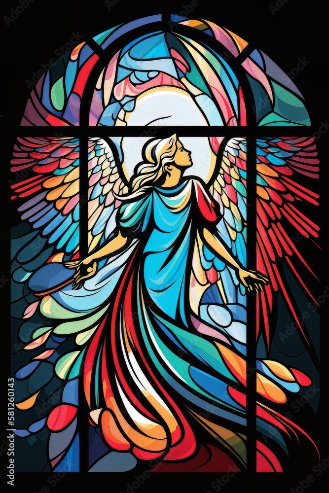 Beautiful Digital Illustration of an Abstract Stained Glass Window ...