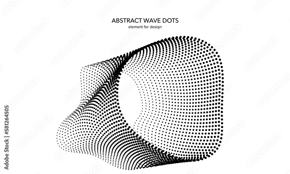 Abstract wave dotted element for design. Stylized line with dot on art ...