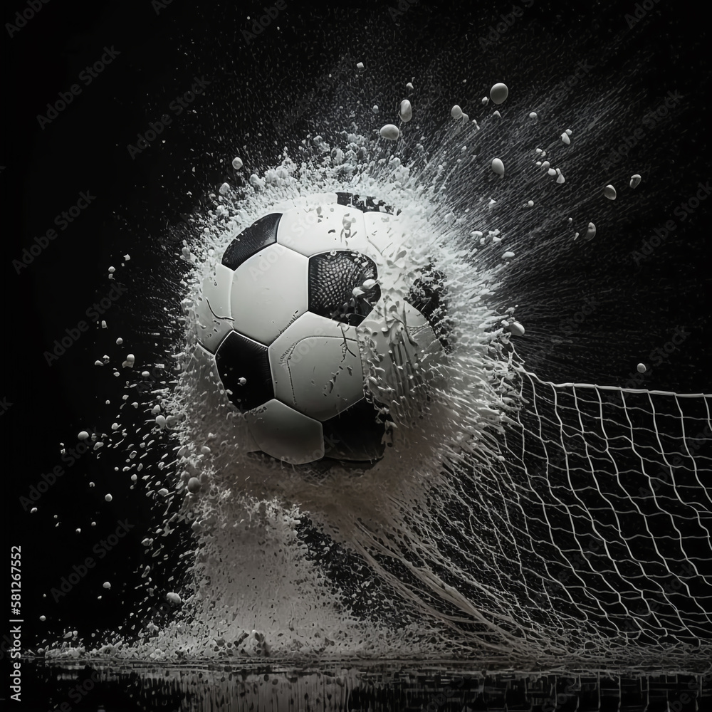 water splash. soccer ball in water splash. Generative AI illustration ...