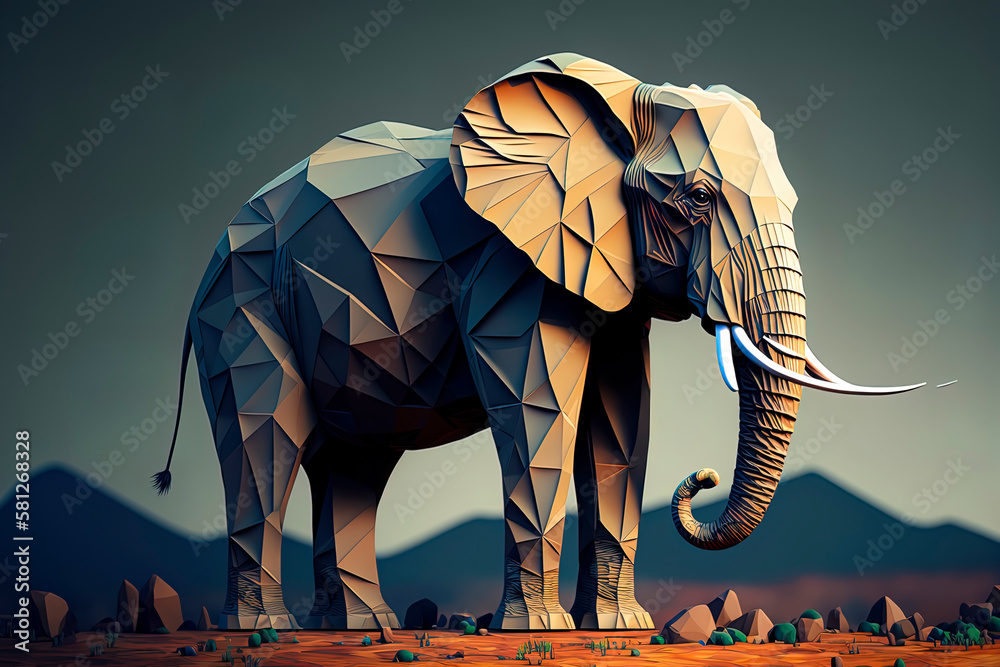 Elephant cubism illustration. AI-Generated Stock Illustration | Adobe Stock