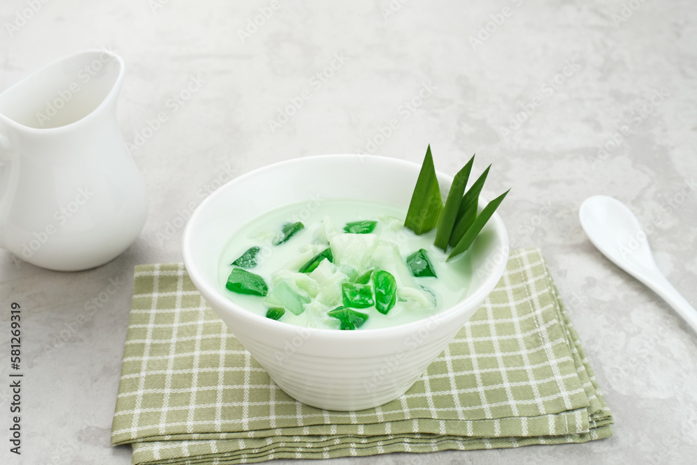 Buko Pandan, a dessert from Philippines, made from jelly, young coconut ...
