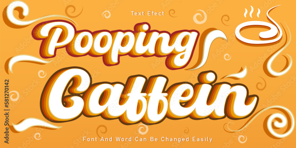 Poopin' Caffeine Bold 3D Text with Hand-Drawn Font and Aromatic Design ...