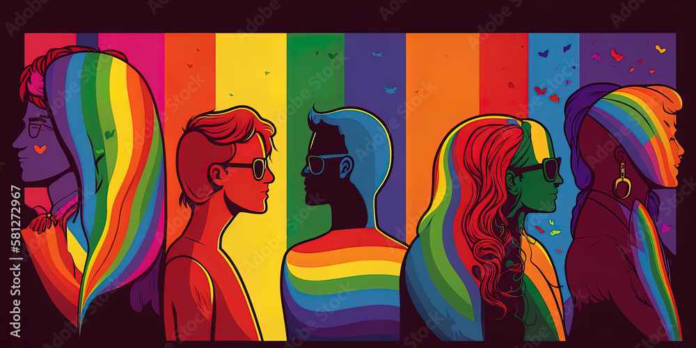 LGBTQ pride colours art illustration flat 2d. AI-Generated Stock ...