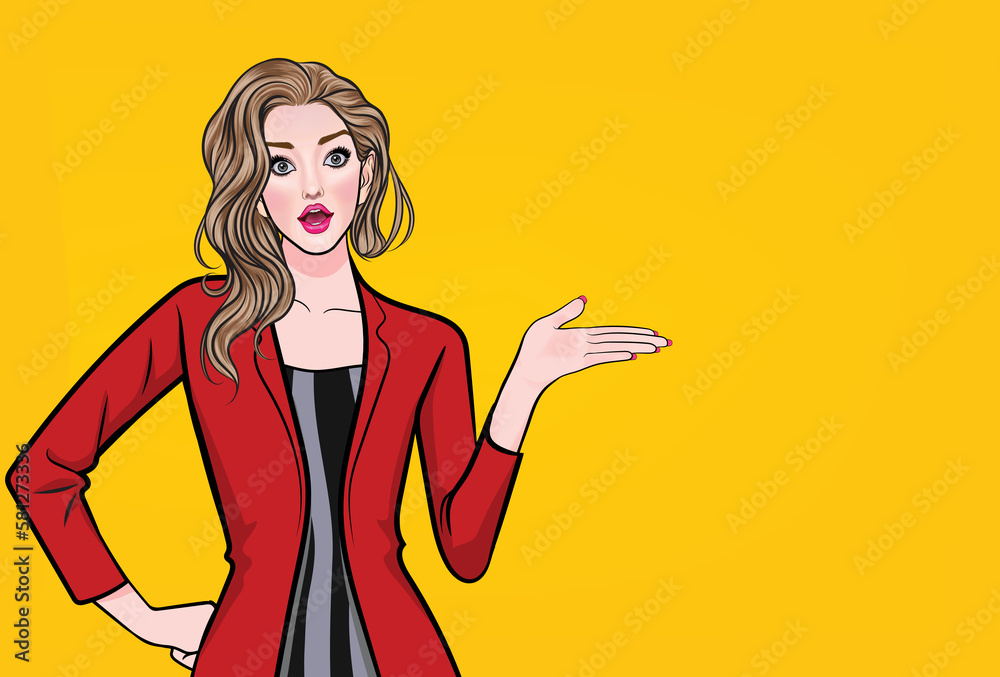 Surprised Sexy Woman Showing Surprised Party Girl Advertising Design