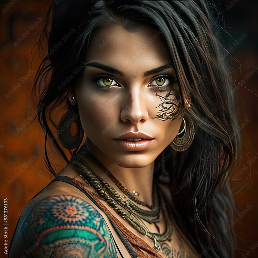 Generative AI - Badass Beauties 060: Digital painting of a beautiful ...