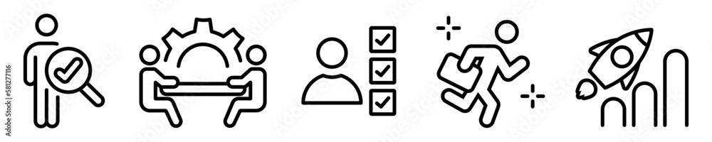 Conjunto de iconos de recursos humanos. Gestión empresarial ...