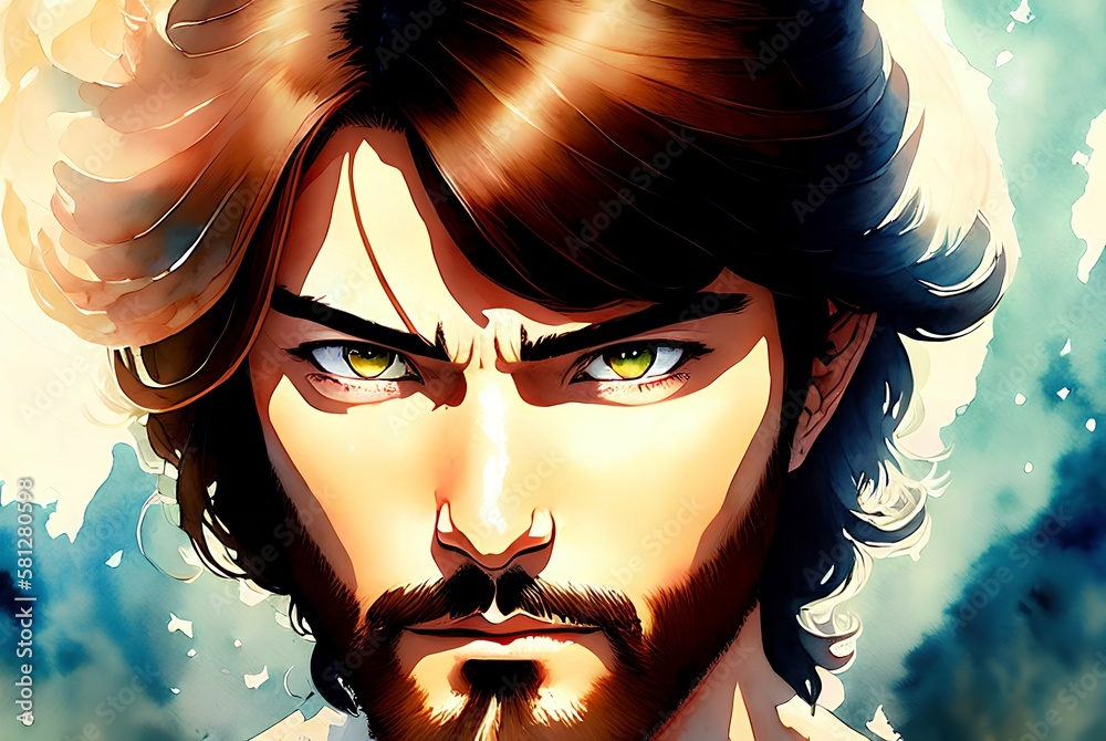 Jesus Christ in Japanese Graphic Novel style art Stock Illustration ...