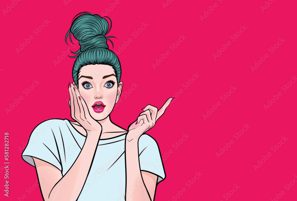 Surprised Sexy Woman Showing Surprised Party Girl Advertising Design