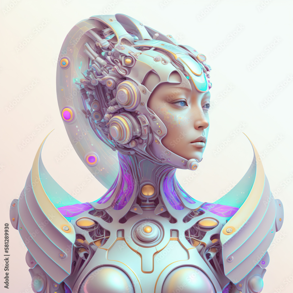 Generative AI Portrait of a Pastel Robot Stock Illustration | Adobe Stock