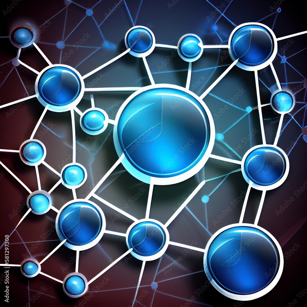 blue spheres connected each other icon high illustration rhizomatic ...