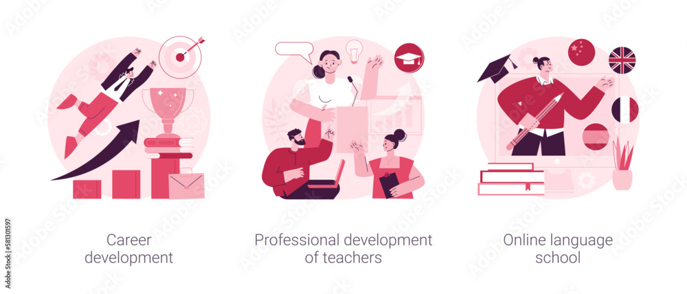 Successful career path abstract concept vector illustration set. Career ...