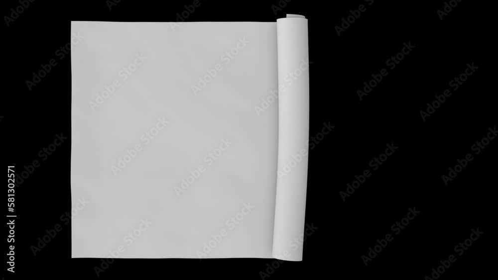 isolated Roll up and roll down white paper from center with alpha and ...