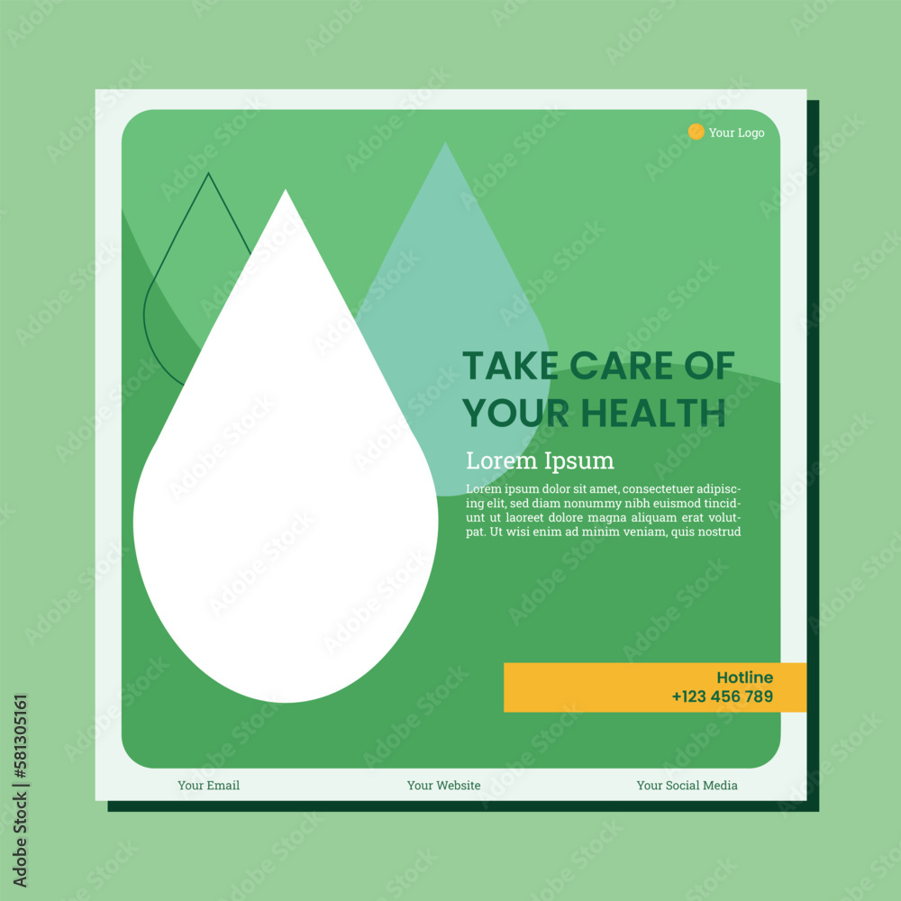 Medical social media post template design. Modern banner with blue and ...