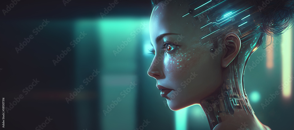 Artificial Intelligence taking over human jobs. Fantasy image created ...