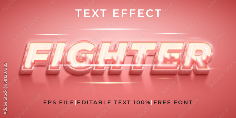 Fighter 3d text effect logo mockup vector template mockup Stock Vector ...