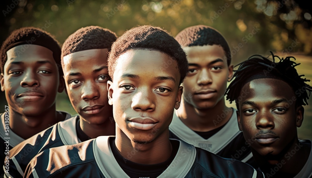 Group of Diverse and Empowered African American Black Youth Male High ...